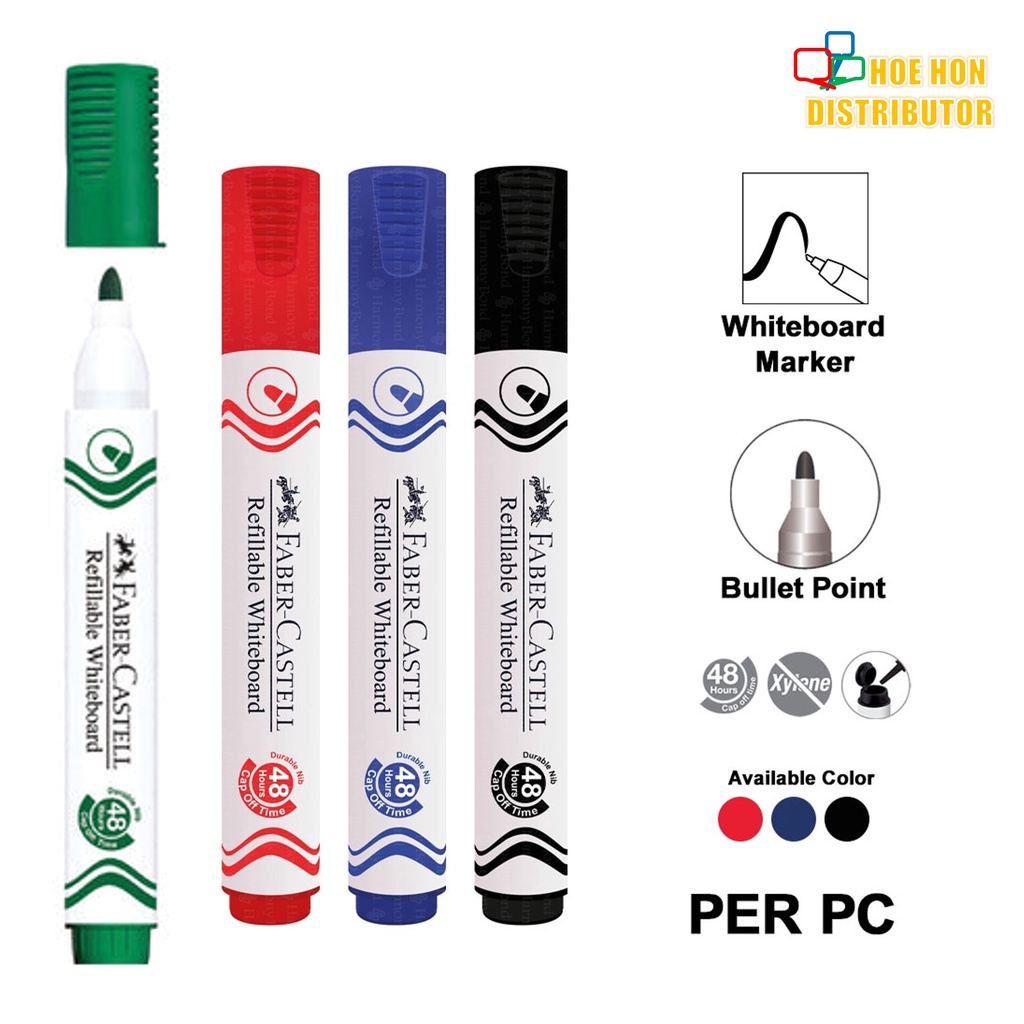 Faber-Castell Whiteboard Marker Refillable Pen Papan Putih W20 2mm ...