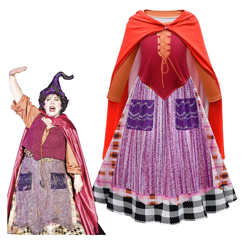 Wolyzz Kids Girls Hocus-Pocus Sarah Sanderson Mary Sanderson Dress with ...