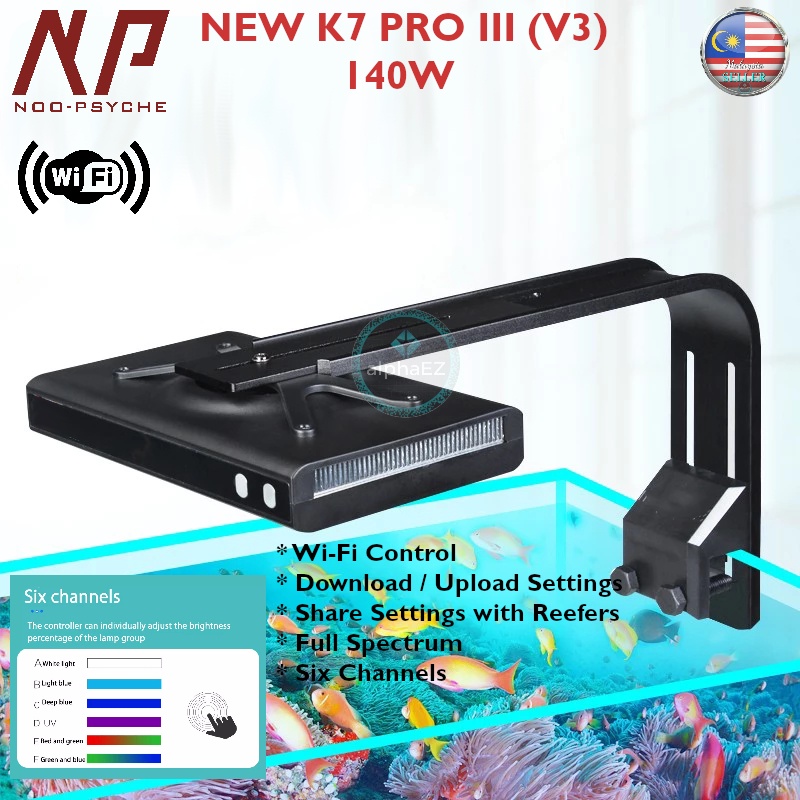 NOOPSYCHE K7 PRO III V3 140W WIFI Full Spectrum Aquarium Led Saltwater Marine Reef Coral Lights ...