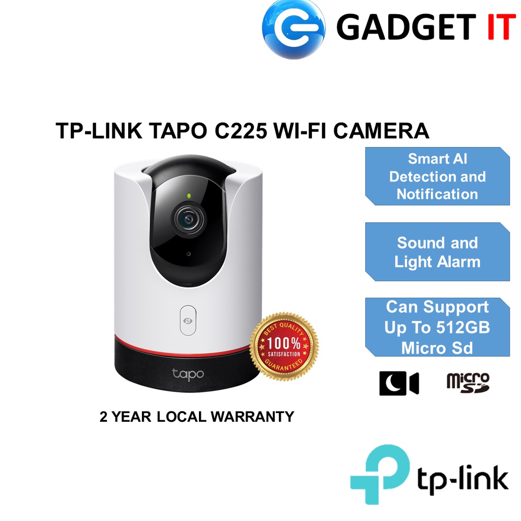 TP-LINK TAPO C225 4MP 2K+ SMART AI PAN/TILT 360 SECURITY SURVEILLANCE ...