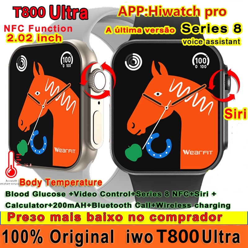 Original Watch iwo T800 Super Smart Watch Series 45MM 8 SOS Siri ECG ...