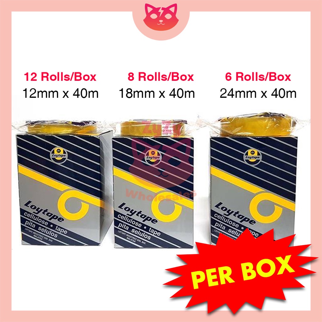 40m Loytape Cellulose Tape Pita Selulos Length (12mm / 18mm / 24mm ...