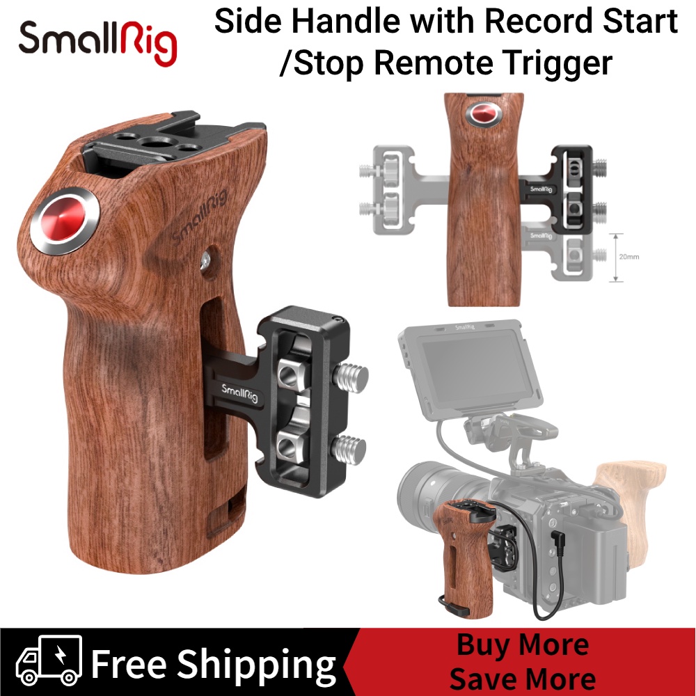 SmallRig Threaded Side Handle with Record Start/Stop Remote Trigger Fit ...