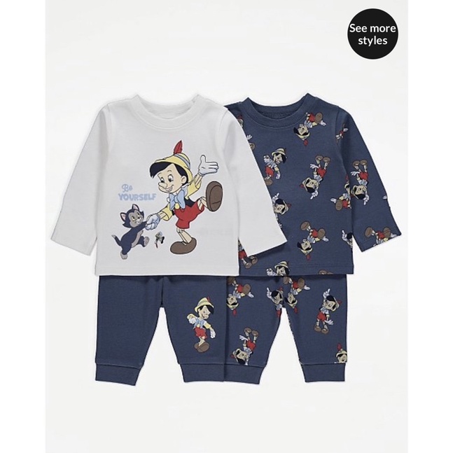 George UK Disney Pinocchio Character Print Pyjamas 2 Pack (3-6 mths ...