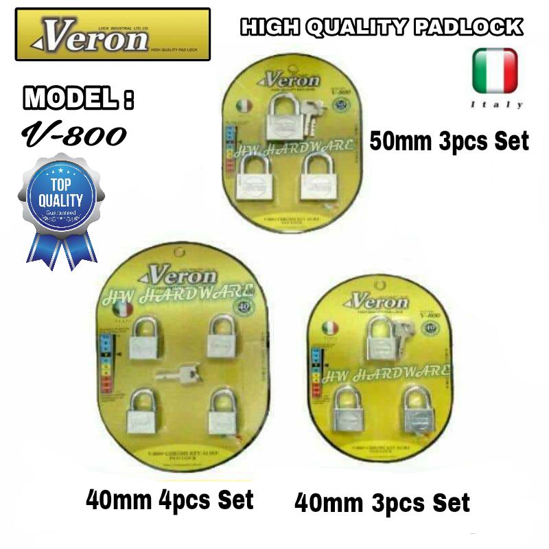 VERON 40mm / 50mm PadLock Top Security Padlocks Pad Lock Master Key ...