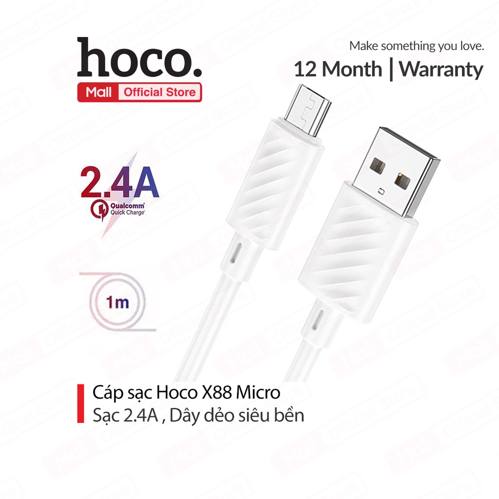 Hoco X88 Micro fast charging cable 2.4A data sync for Android 1M long ...