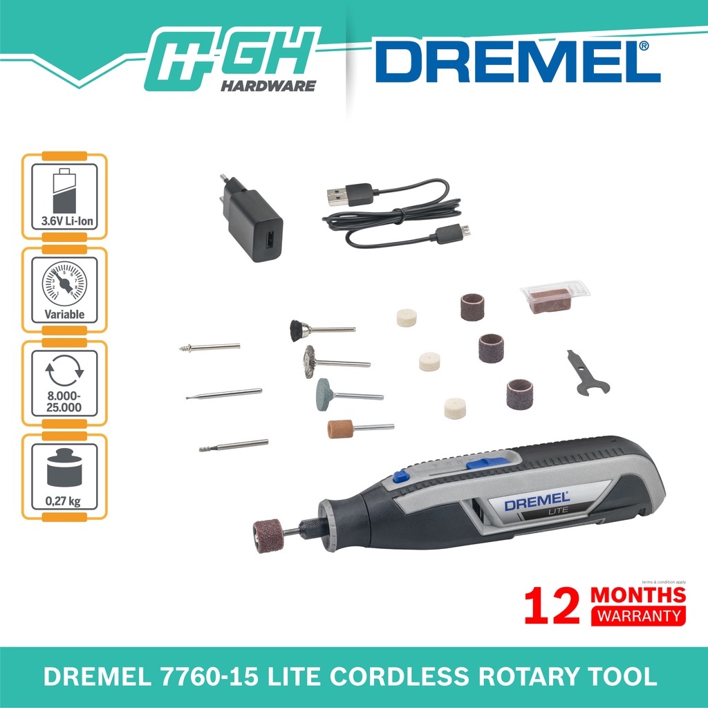 [ GH HARDWARE ] DREMEL Cordless Rotary Tool ( 7760-15 ) | Shopee Malaysia