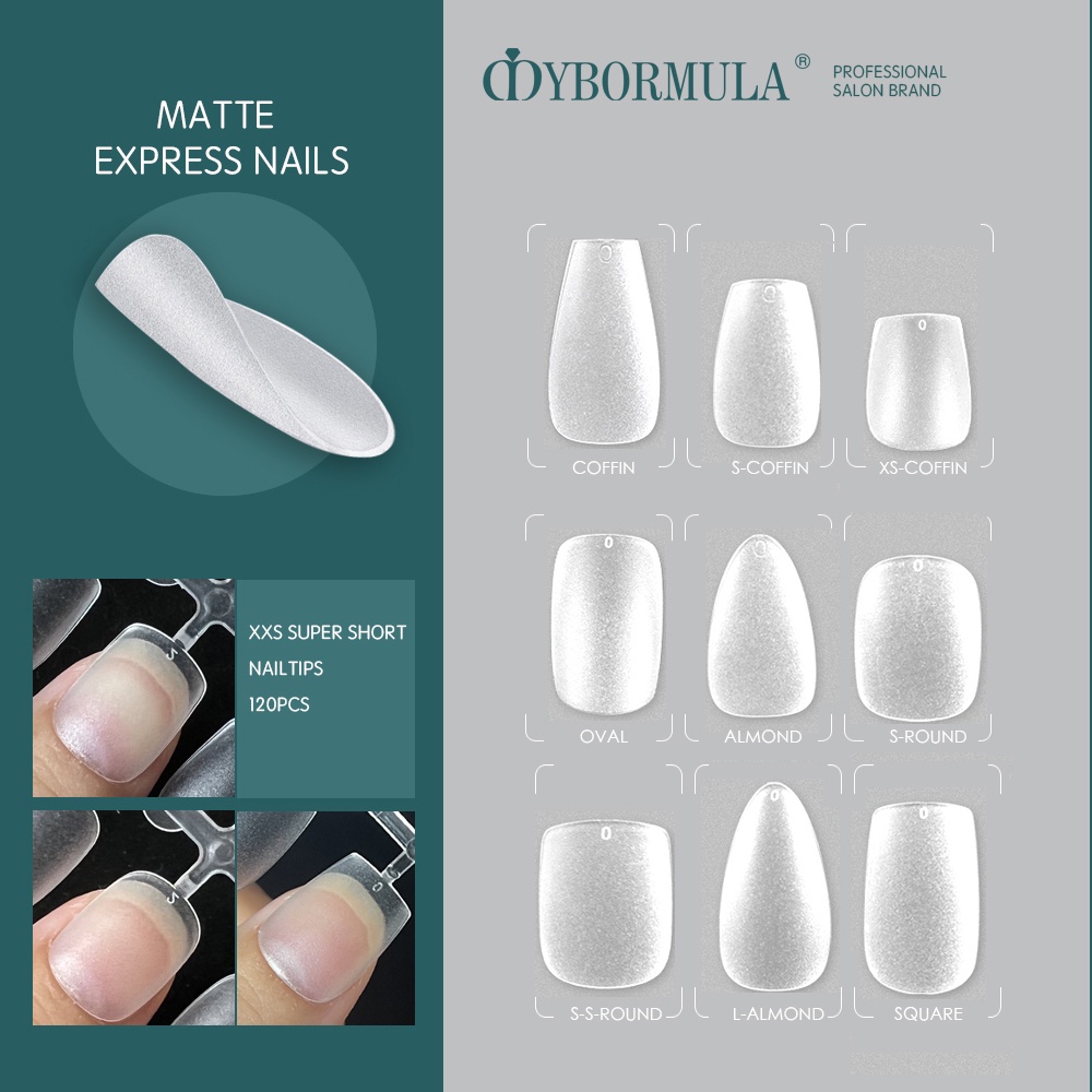 MYBORMULA 240pcs XS Short Coffin Almond Matte Nail Capsule Soft Gel ...