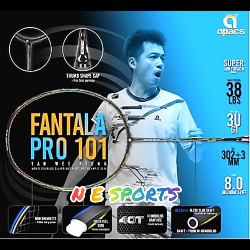 Apacs Fantala Pro 101 Badminton Racket (Free Backpack & Overgrip ...