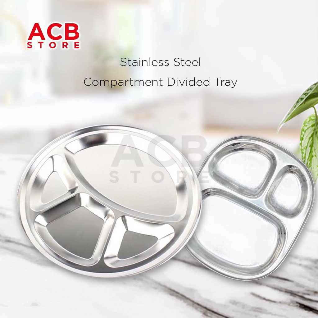 [READY STOCK] Stainless Steel Food Tray | Compartment Divided Roti ...