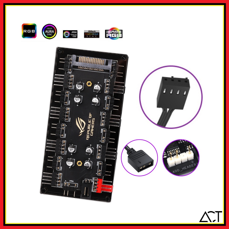 5V ARGB 3PIN + PWM 4PIN / 12V RGB 4PIN HUB Motherboard ARGB Extension Hub | Shopee Malaysia