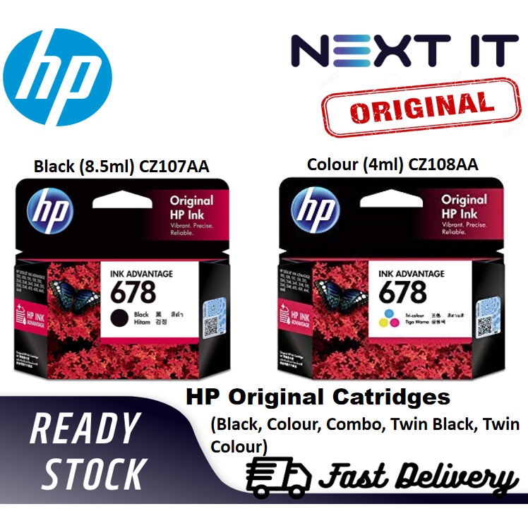 HP 678 Black (CZ107AA) / Tri-Color (CZ108AA) Original Ink Advantage ...