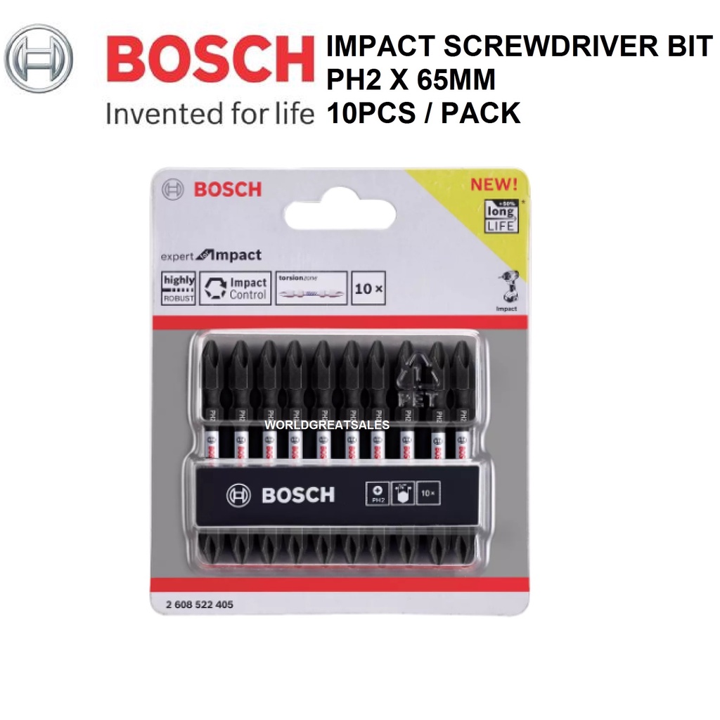 Bosch Impact Screwdriver Bit PH2x65mm (10pcs / pack) 2 608 522 405 ...