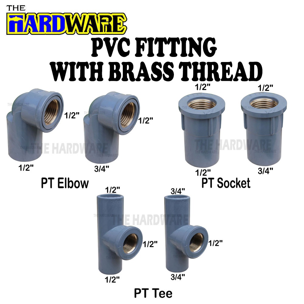 PVC Fitting PT Elbow,PT Socket,PT Tee with Brass Thread/Penyambung Paip ...