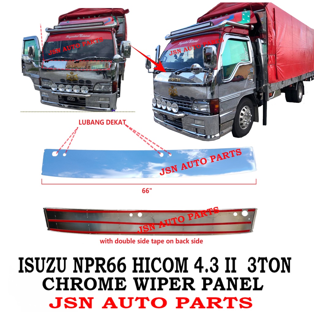 J124S04 CHROME WIPER PANEL HICOM 4.3 II ISUZU NPR66 3TON LORRY TRUCK ...
