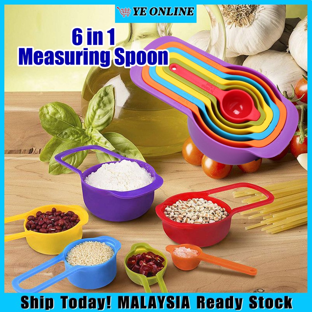 6 IN 1 Measuring Spoon Set Stackable Kitchen Scale Accessories Tool ...