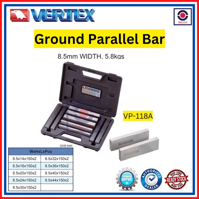 VERTEX TAIWAN VP-118A 8.5mm thick Ground Parallels 150mm length ...