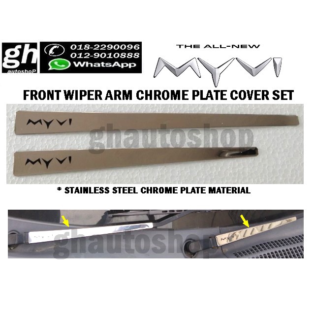 ALL NEW MYVI YR2018 chrome front wiper arm cover set with Myvi logo ...