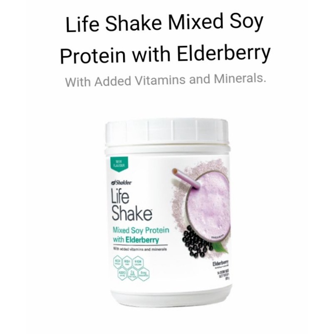 Life Shake Mixed Soy Protein with Elderberry (589 grams / 14 servings ...