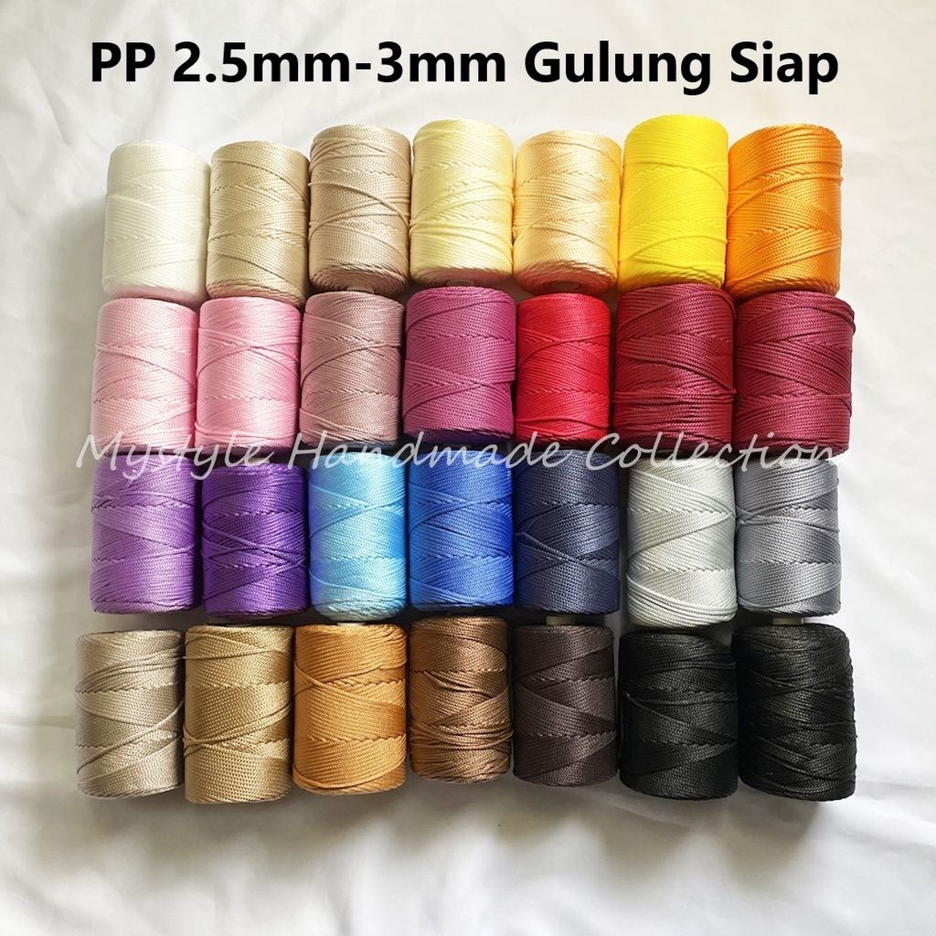 Benang PP 3mm Siap Gulung PP 3mm Rayon Cone Crochet Beg Accessories DIY ...