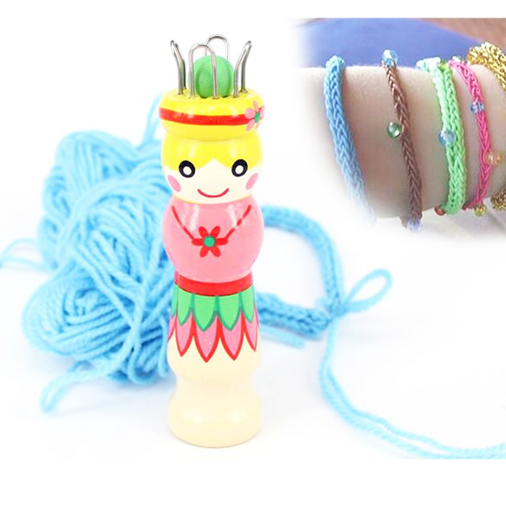 Wood Hand Knitting Doll Yarn Wool Knitter Hand Painting Rope Braided ...