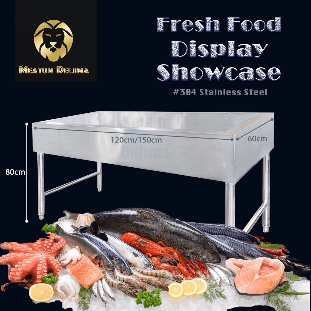 Stainless Steel Seafood Display Showcase DOUBLE Fish Ayam Chicken Fresh ...
