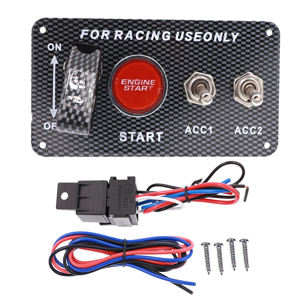 Carbon Fiber 12V Racing Car Toggle Ignition Switch Panel LED Engine ...