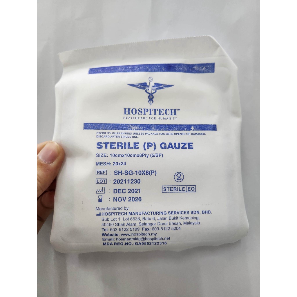 Hospitech Sterile Gauze Swabs/Pad 8ply 10CMX10CM (5'S/PKT) | Shopee ...