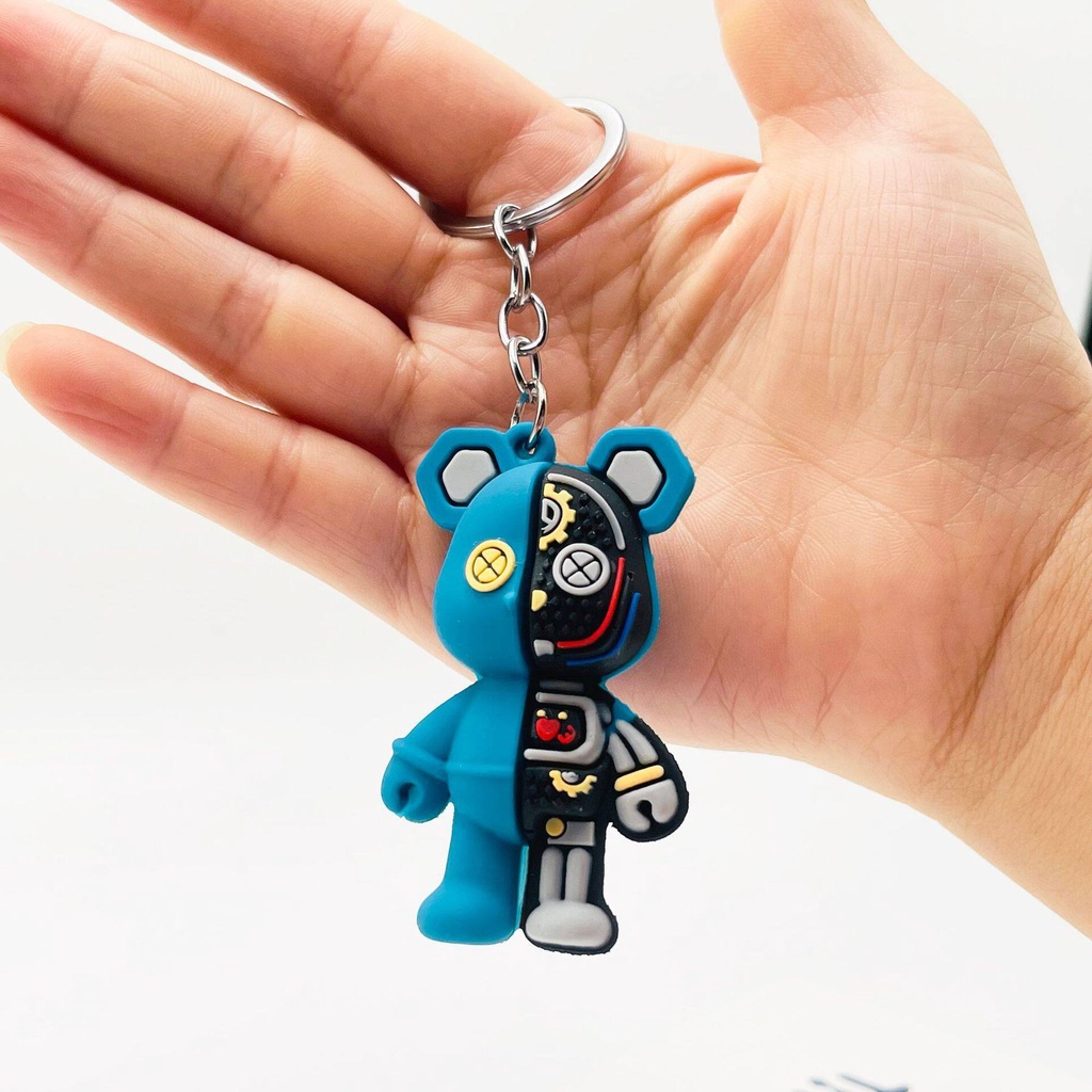 Cartoon Doll Mechanical Bear Keychain Fashion PVC Bear Key Ring ...