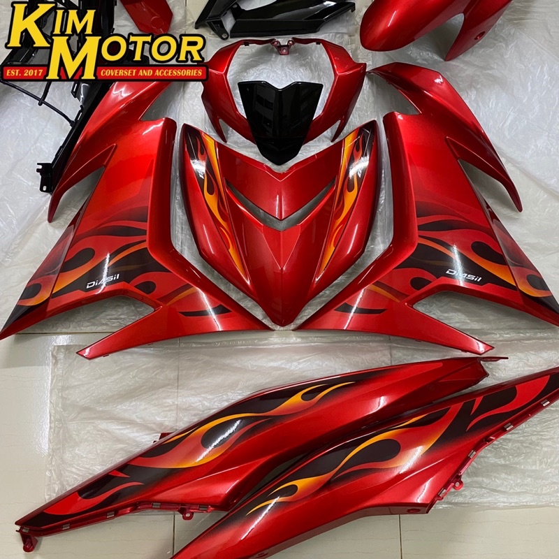 COVERSET Y15 V1 V2 ORIGINAL VELOZI MXKING METALLIC RED FULL RED MERAH ...