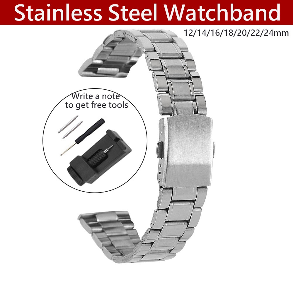 Stainless Steel Watchband 12 14 16mm Stainless Steel Watch Strap 18 ...