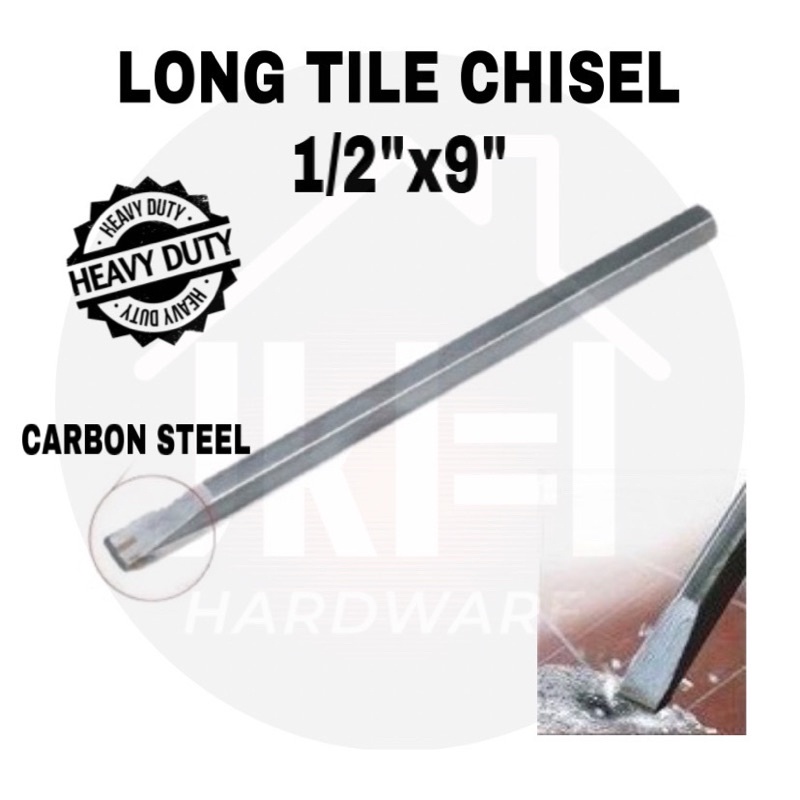 (HEAVY DUTY) 1/2"x9" EXTRA LONG TILE CHISEL PAHAT MOSAIC FLAT CHISEL ...