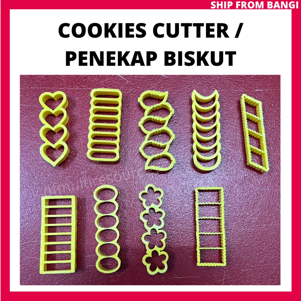 Cutter Cookies Penekap Biskut Bulan Sabit Love Plastik Rectangle ...