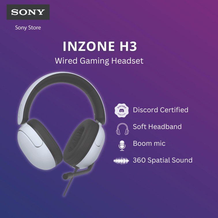 Sony INZONE H3 Wired Gaming Headset | 360 Spatial Sound for Gaming ...