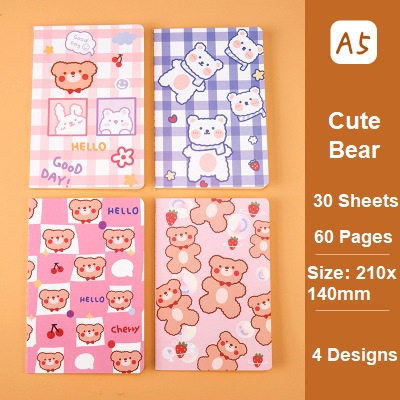 Cute A5 Size Single Line Note Book Sewn Note Book Buku Nota Comel A5 30 ...