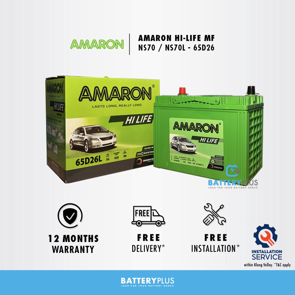 [ Installation Provided ] NS70 | NS70L | 65D26R | 65D26L Amaron Hi-Life ...