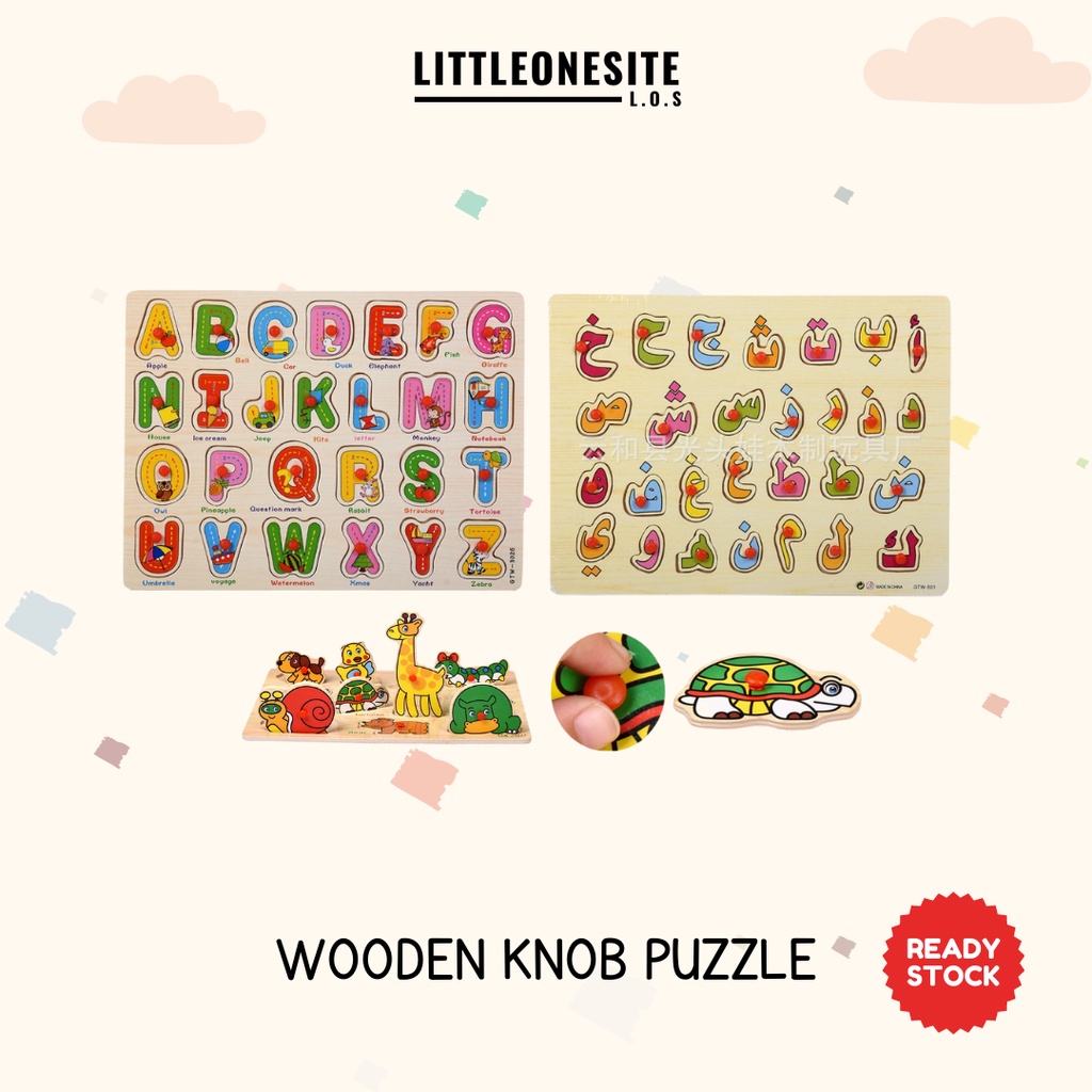 Wooden Puzzle For Kids Educational Montessori 3D Jawi ABC Number Animal ...