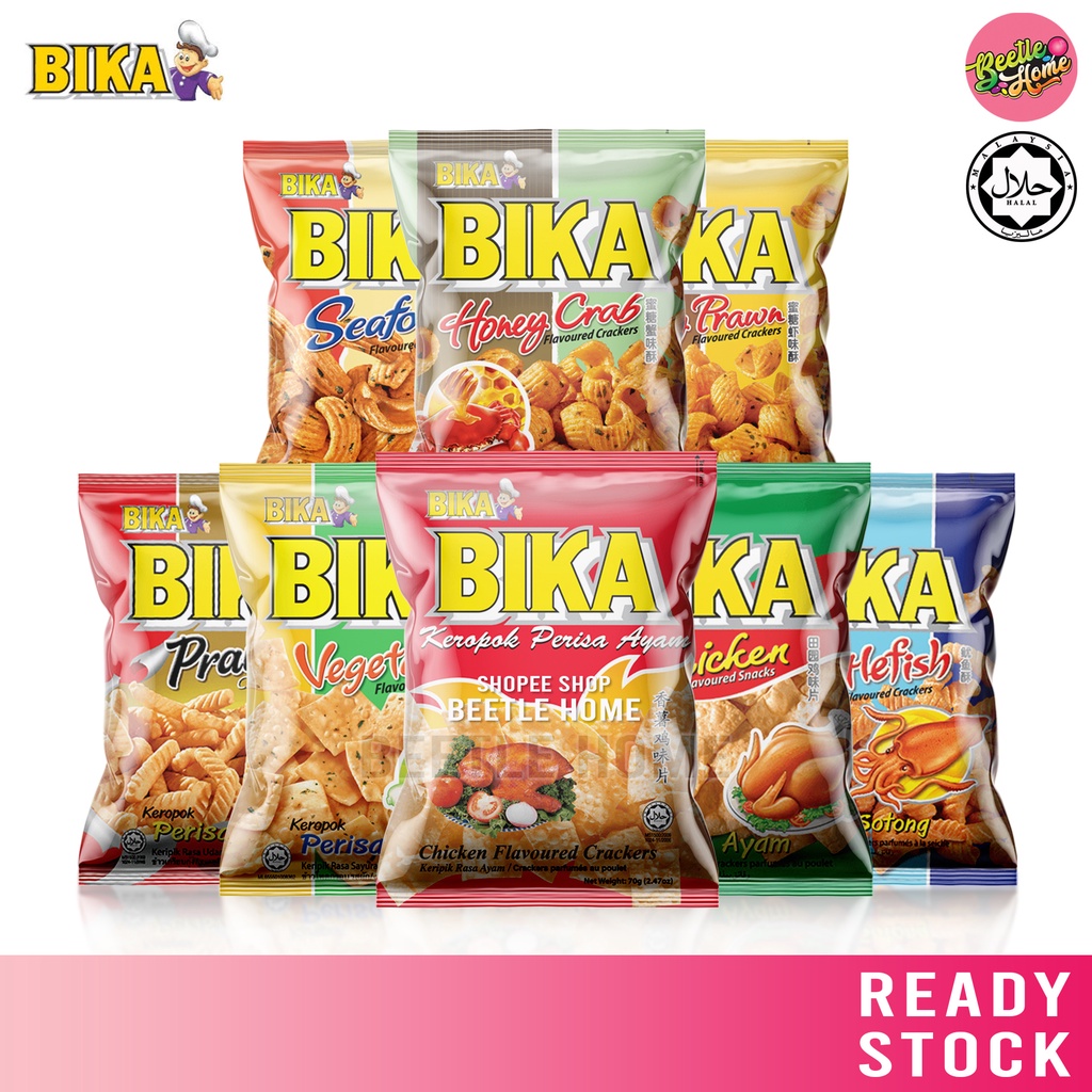 Bika Crackers Snack Chicken Vegetable Cutterfish Curry Honey Crab 60g ...