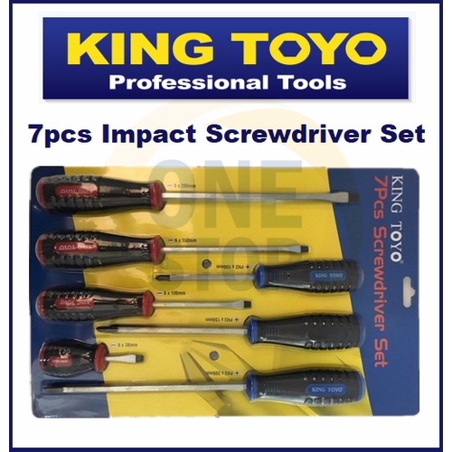 KING TOYO 7PCS Impact SCREWDRIVER SET skru screw driver set / pemutar ...