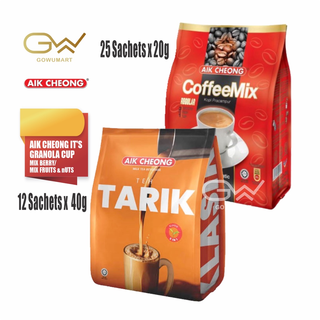 AIK CHEONG 3 IN 1 Coffeemix Regular [25 sachets x 20g] /Teh Tarik Classic [12 sachets x 40g ...