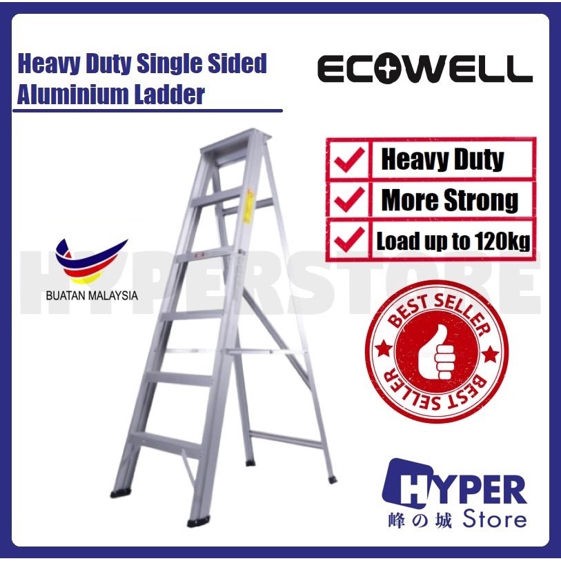 ECOWELL (8 Steps | 9 Steps) Heavy Duty Single Sided Aluminium Ladder ...