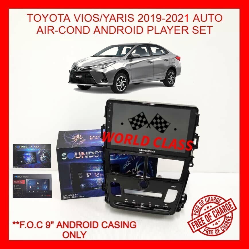 TOYOTA VIOS/YARIS 2019-2021 AUTO AIR-COND SOUNDSTREAM 9" ANDROID IPS ...