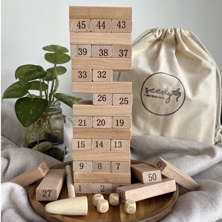 Wooden Jenga/Domino's | Zero Waste Gift | Shopee Malaysia