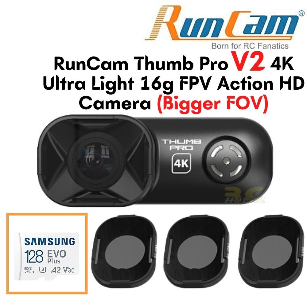 RunCam Thumb Pro V2 4K Ultra Light 16g FPV Action HD Camera (Bigger FOV ...