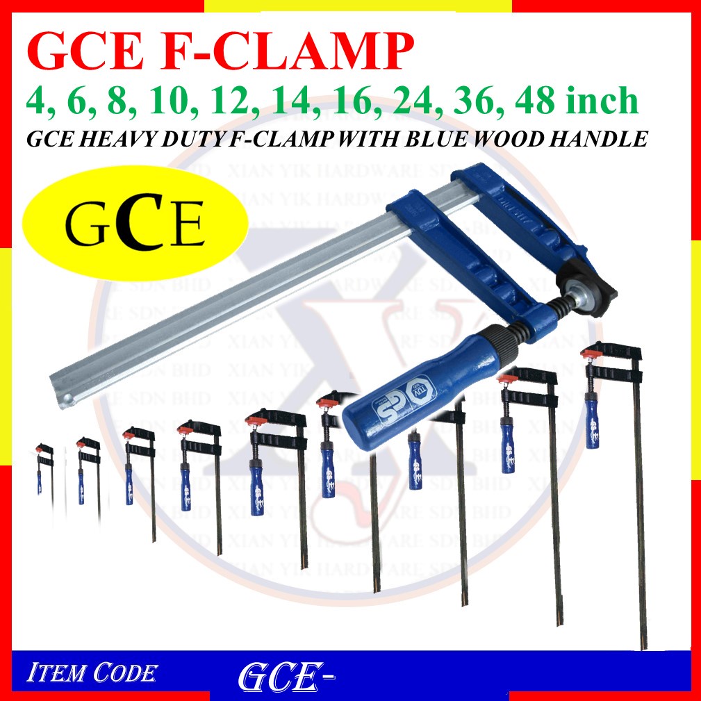 GCE 4" - 48" GCE HEAVY DUTY F CLAMP WITH BLUE WOOD HANDLE | F SLIDING ...