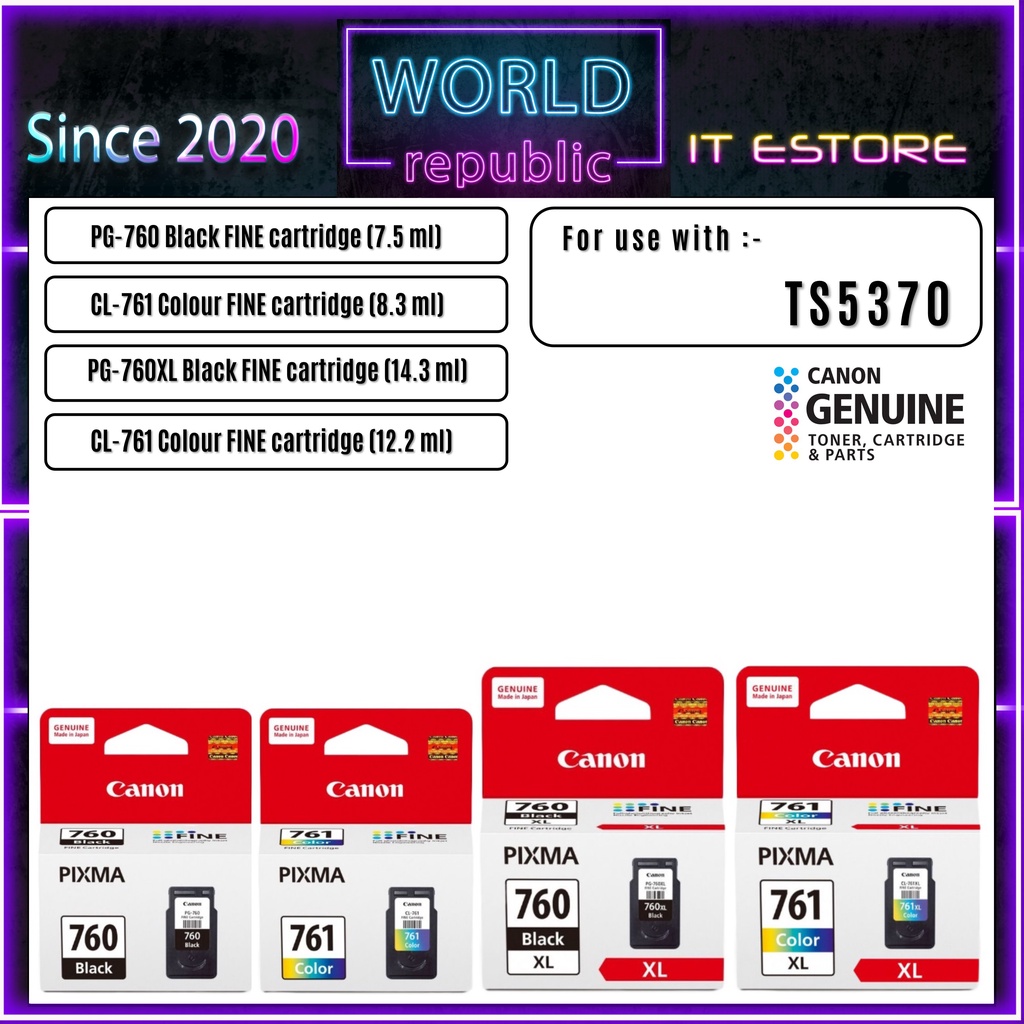 Canon PG-760 CL-761 PG-760 XL CL-761 XL PG760 CL761 (Black, Small ...