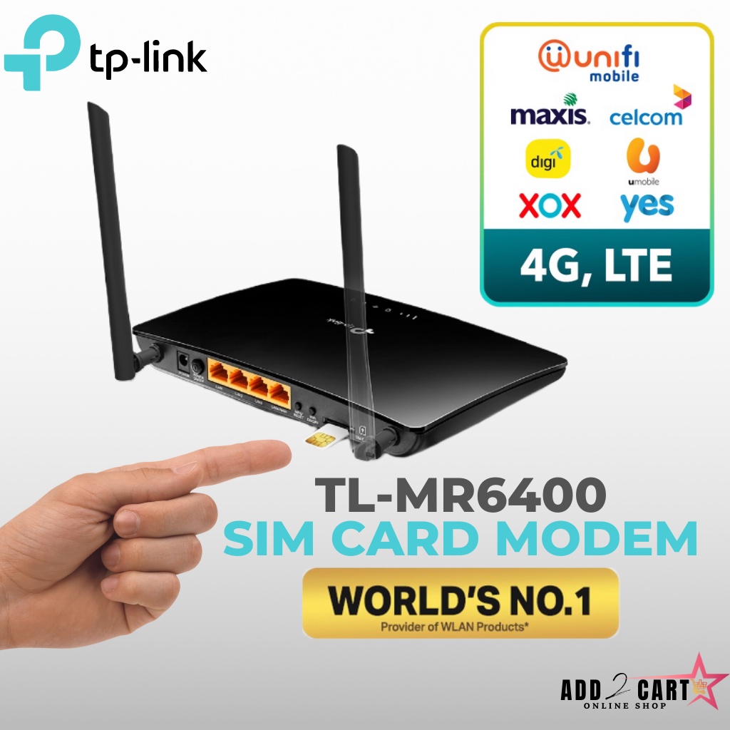 TP LINK Router Wifi Modem broadband sim card 4G LTE Wireless TL-MR6400 ...