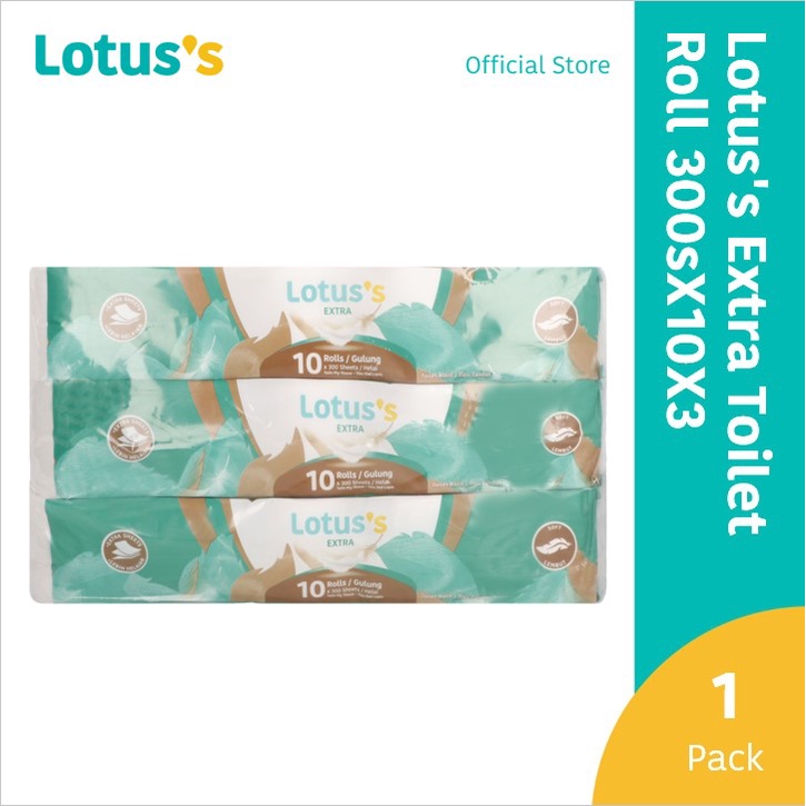 Lotus's Extra Toilet Roll 2 Ply (300 Sheets x 10 x 3) | Shopee Malaysia