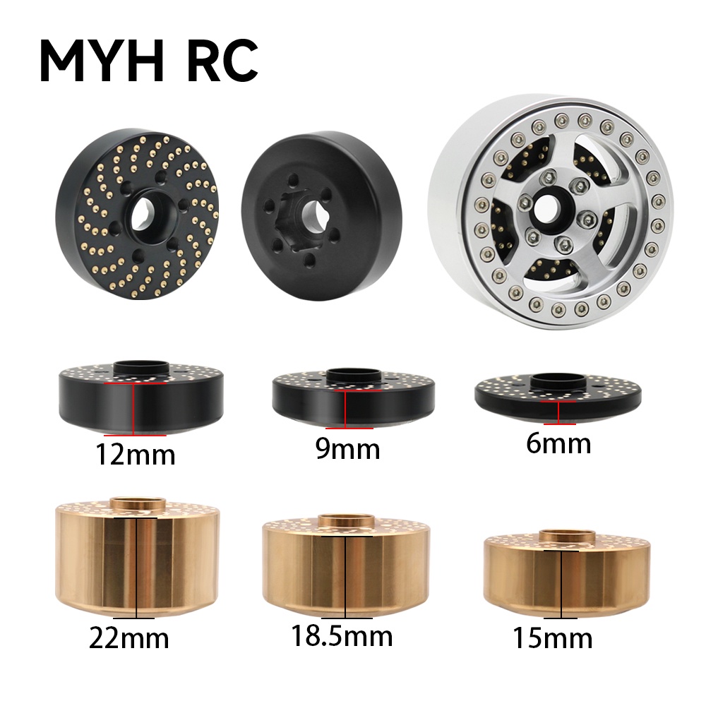 MYHRC Brass Wheel Hex Hub Adapter for 1.9 2.2 Beadlock Wheel Rim RC Crawler Car Axial SCX10 ...