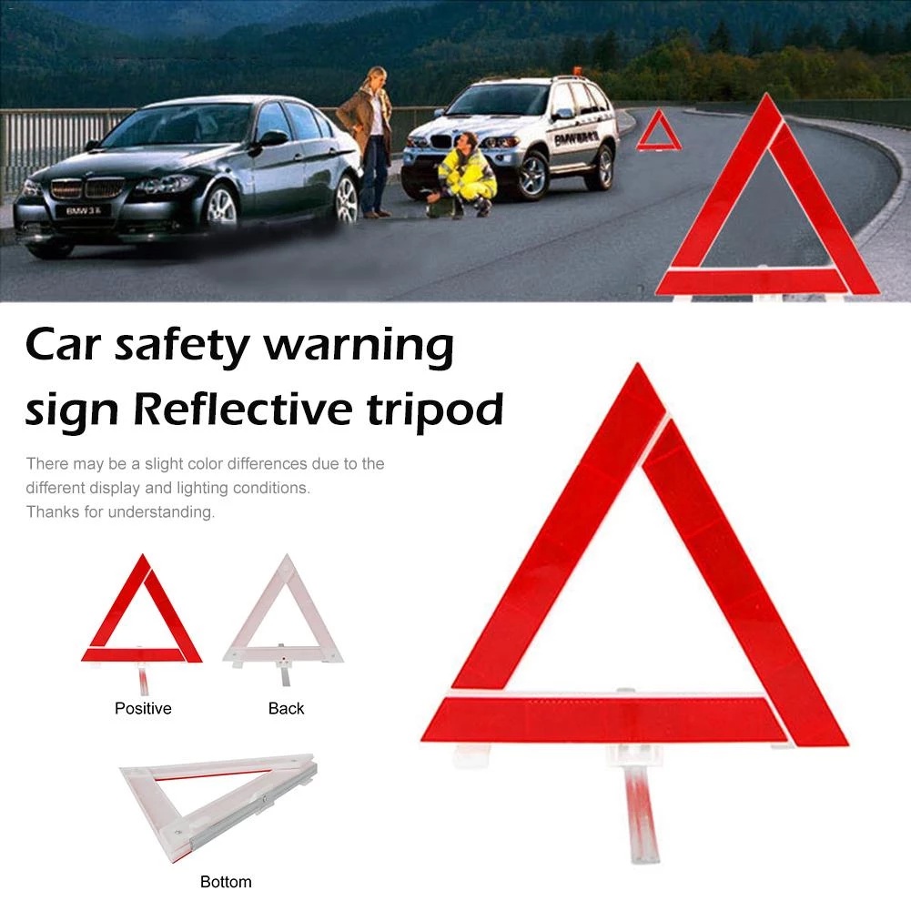 Triangle Reflective Warning Tripod Sign Foldable Red Car Hazard ...